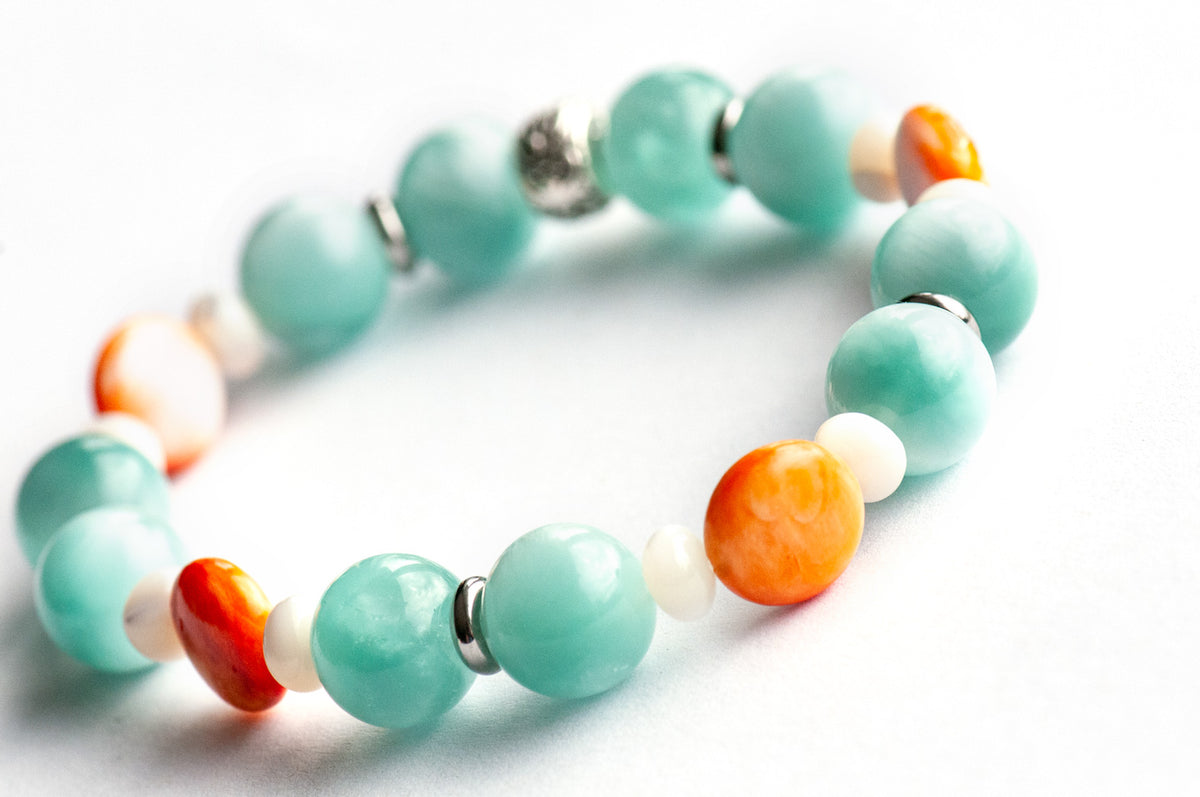 Seaside Serenity - Green Spectrolite with Spiny Oyster Shell — Fierce ...