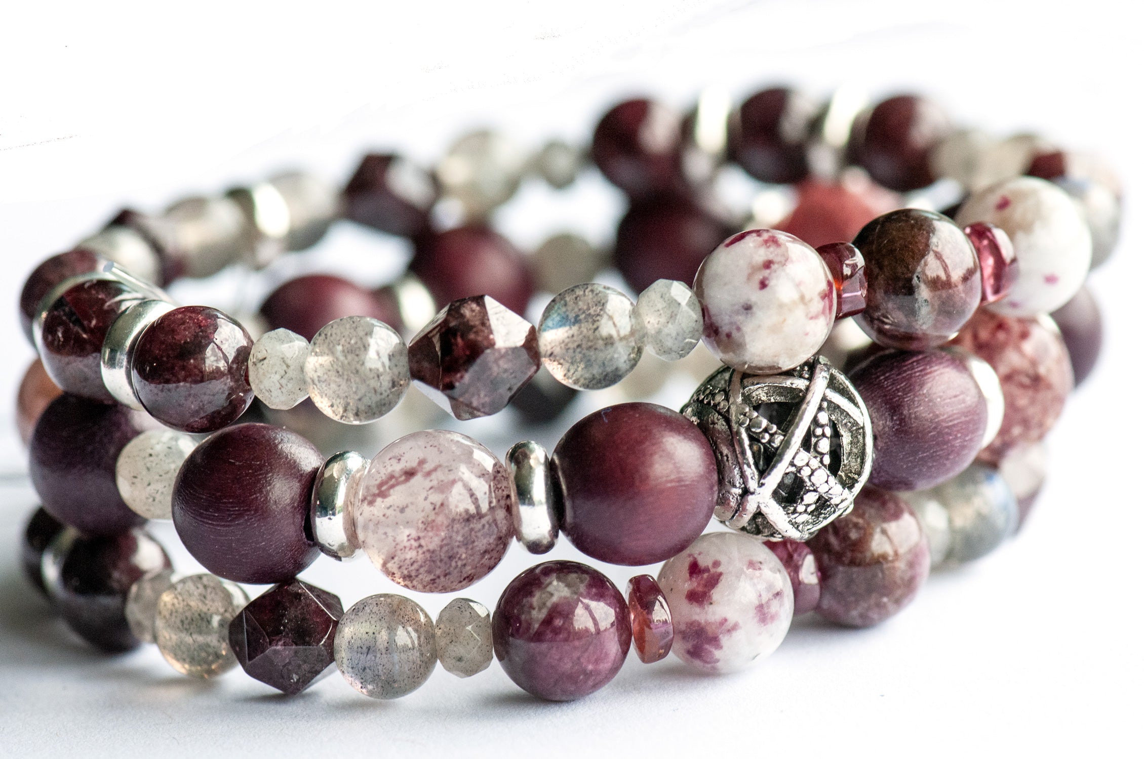 Cabernet Dreams - Garnet & Labradorite Bracelet Set – Fierce Lynx Designs